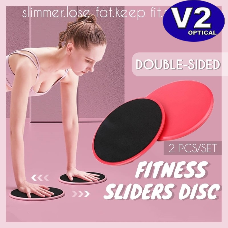 (2 pcs/set) Dual Sided Sided Gliding Disc Sliding Plate Fitness Gym ...