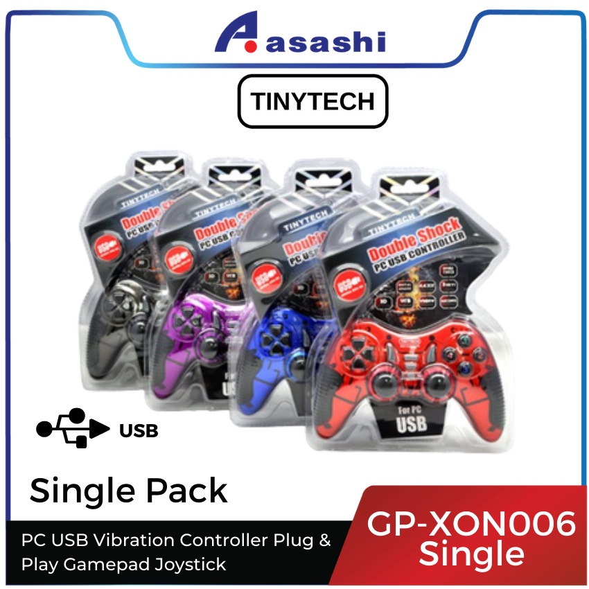 Tinytech GP-XON006 Single / GP-XON006D Twin Double Shock PC USB Vibration Controller Plug & Play ...
