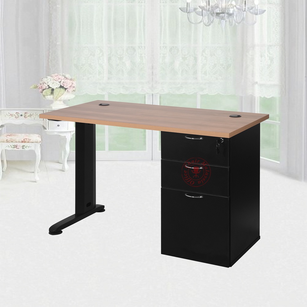 4ft 5ft with 2D1F Office Table / Solid Metal Leg / Study Table ...