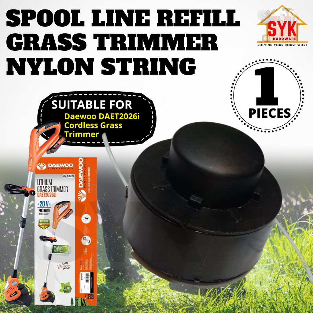 SYK Spool Line Refill Nylon String (1Pcs) For Daewoo DAET2026i Grass Trimmer Spare part Tail ...