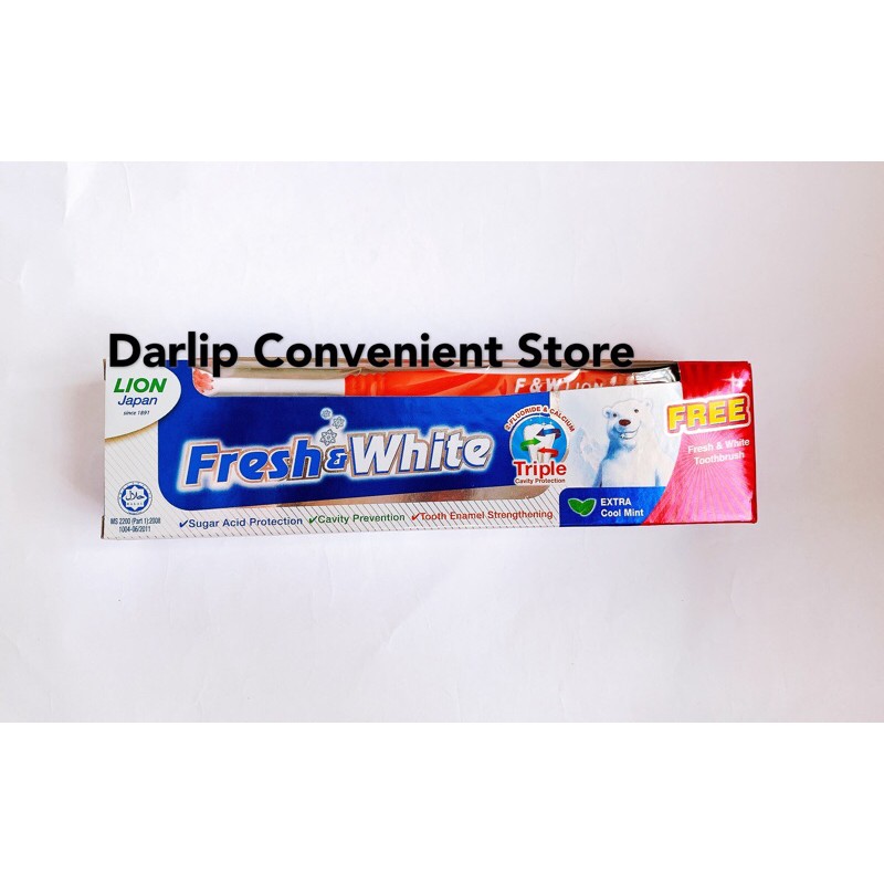 LION FRESH&WHITE Extra Cool Mint Toothpaste 160g | Shopee Malaysia