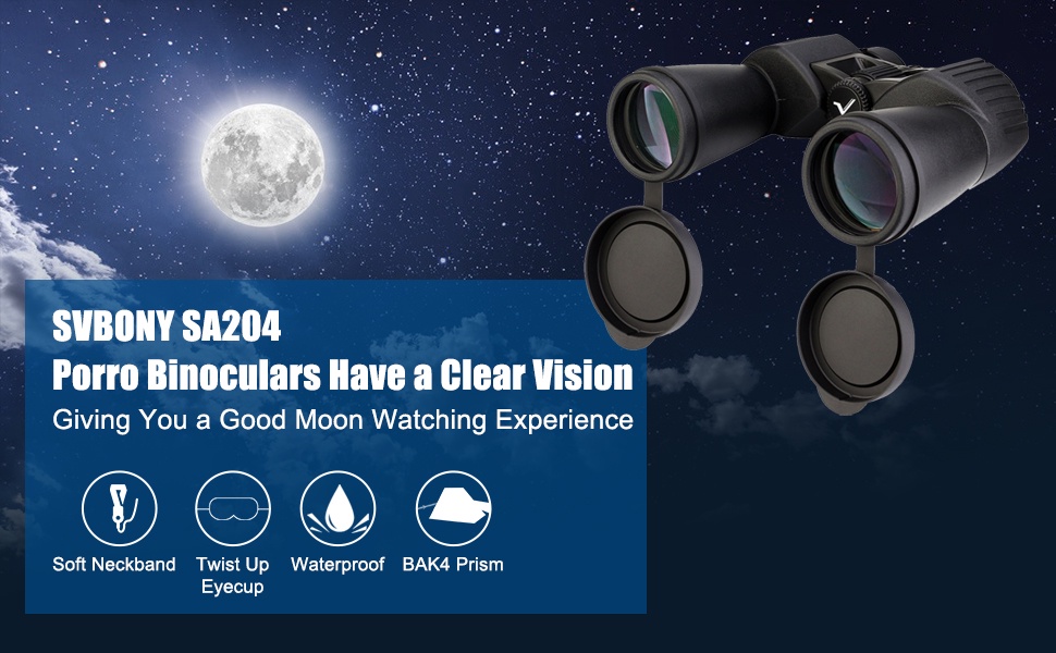 SVBONY SA204 Binocular Telescope 10x50 Portable Day and Night Vision Bak4 Porro Prism Waterproof ...