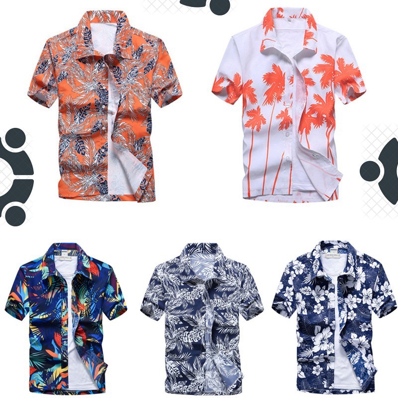 baju kemeja lelaki baju corak flora bunga daun pokok pantai men shirt ...