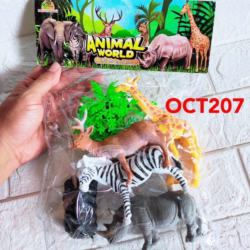 Soft ANIMAL Rubber Wild Animals Lion Elephant Rhino Deer Zebra Giraffe ...