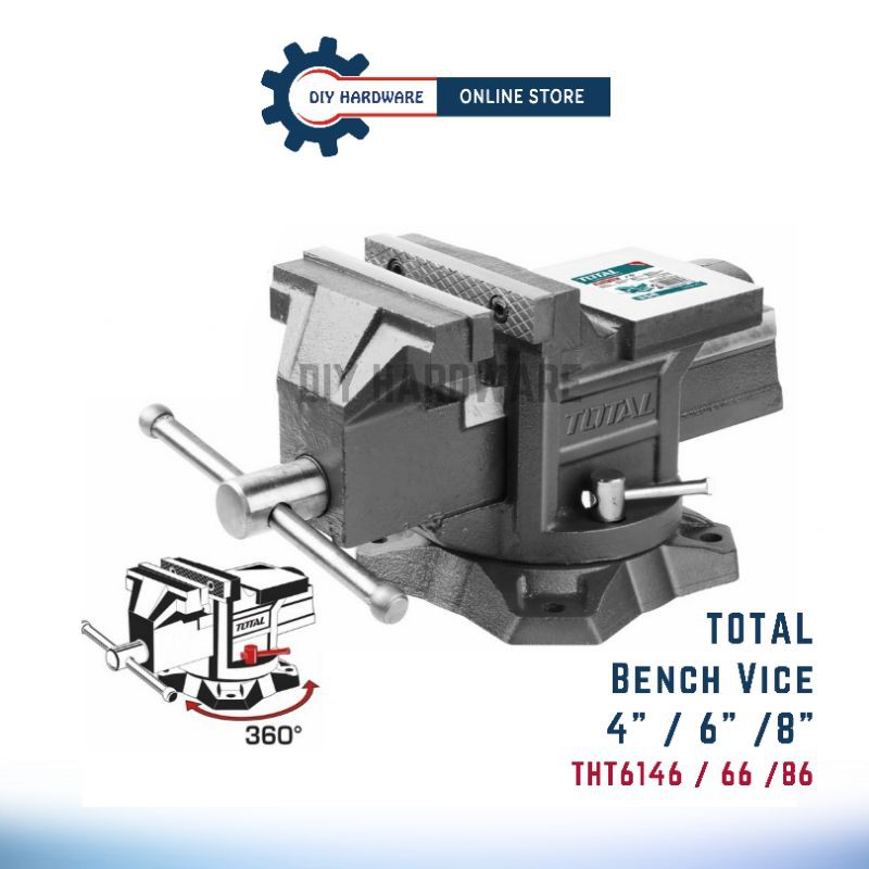 TOTAL Bench Vice (4" / 6" / 8") THT6146 / THT6166 / THT6186 | Shopee ...