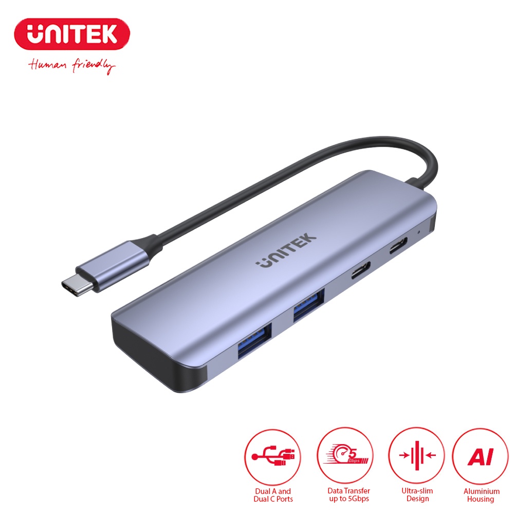 Unitek uHUB Q4 Next 4 in 1 USB3.0 Type-C USB-A Hub With Data Transfer ...