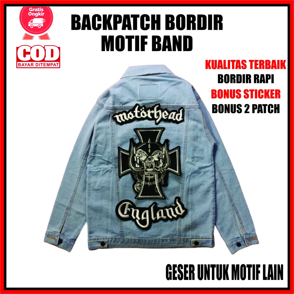 Backpatch Punk Back Emblem Jeans Jacket Embroidery Large Band Motif Motorhead Antrax Harley ...