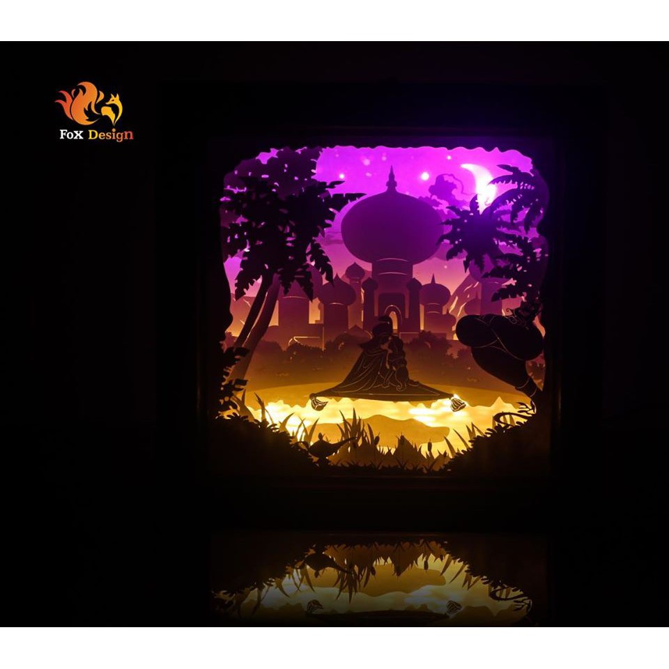 Art paper lamp - Aladdin and the Magic Lamp (Kirigami lightbox ...