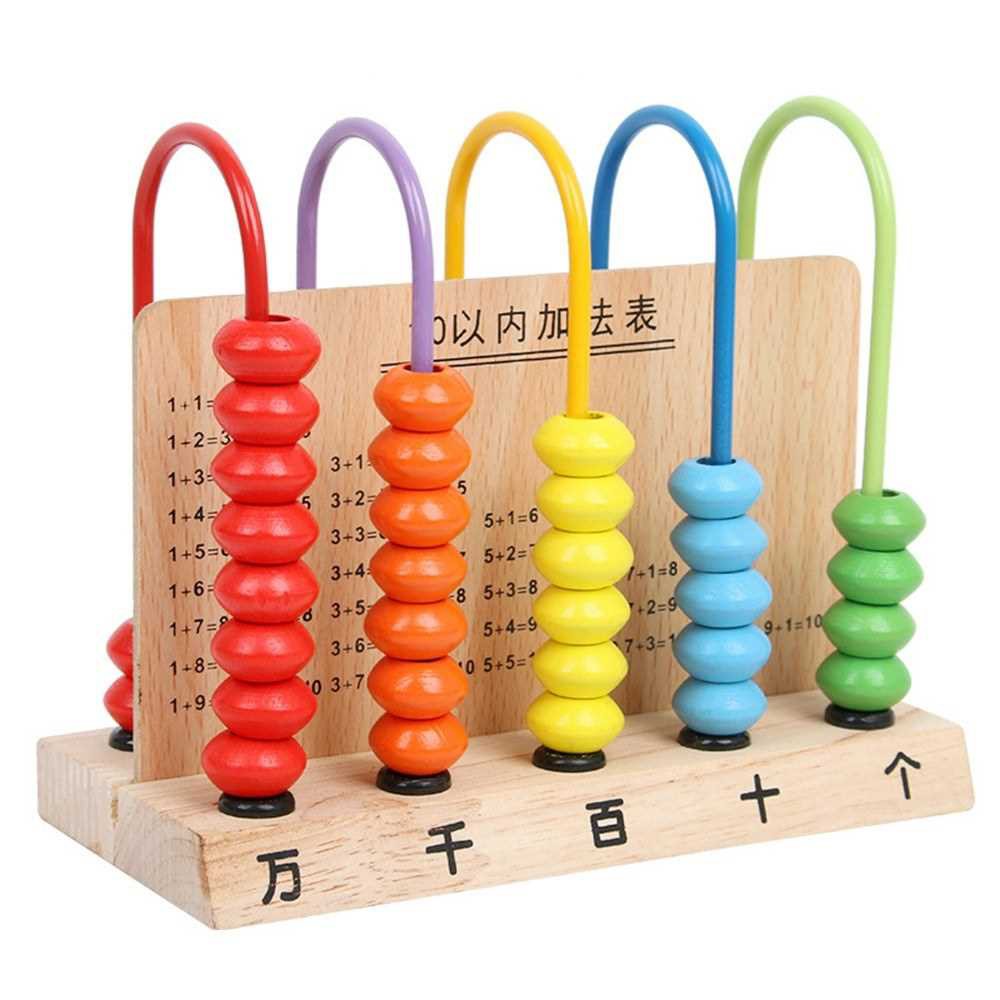 Wooden Abacsu 5 Frame Counter Educational Couting Toy 50 Beads for Kids ...
