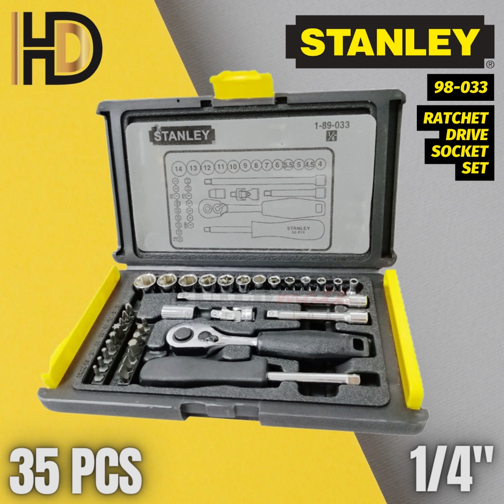 STANLEY 35 Pcs 1/4" Drive Socket Set / STANLEY 1/4" Automotive Wrench ...