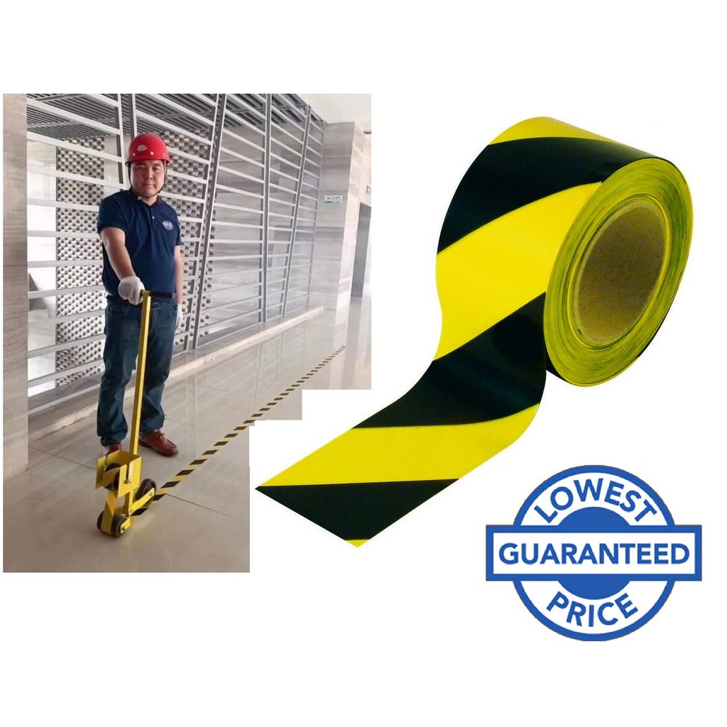 SUPER ADHESIVE Floor Safety Caution Hazard Warning Tape 48mmx 33m Black ...