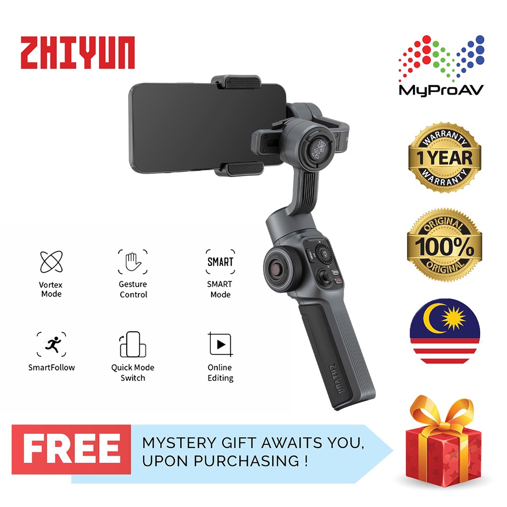 [READY STOCK] ZHIYUN-TECH Smooth-5 Smartphone Gimbal Stabilizer 3 Axis with tripod | Shopee Malaysia