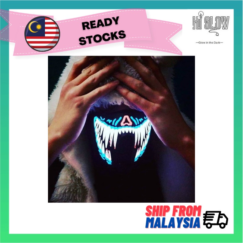 LED Light Up Sound Activated Face Mask For Party/ Halloween Party ...