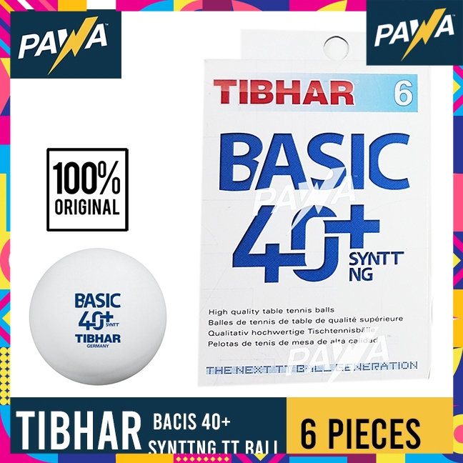 Tibhar Basic 40+ SYNTT Table Tennis TT Ping Pong Ball (6pcs) | Shopee ...