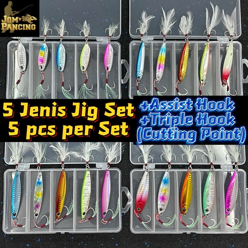 【Jom Pancing】Jig Set 7g 10g 14g 15g 17g 20g 30g 40g 60g,Micro Jig,Speed ...