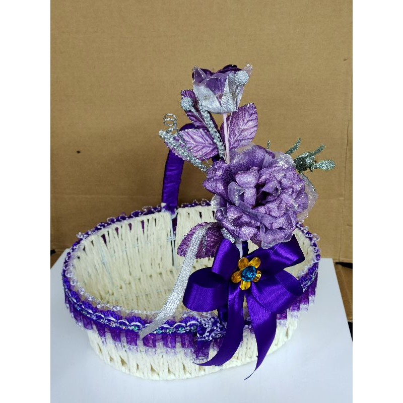 (GBK 6008) gubahan bakul bunga tema ungu bertangkai hidup . | Shopee ...