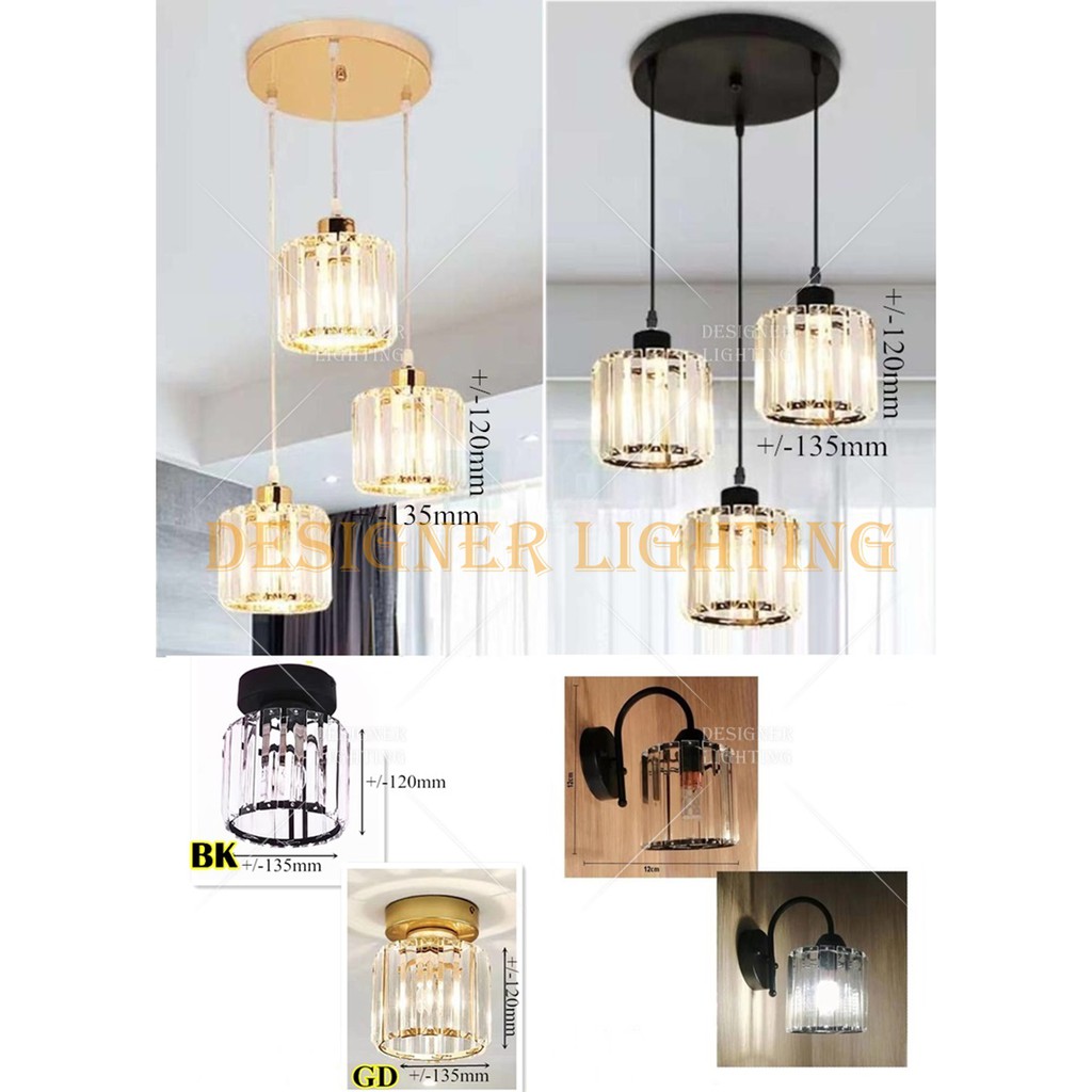 Modern Chandelier Lamp Luxury Hanging Light Wall Lamp Lampu Crystal Bar ...