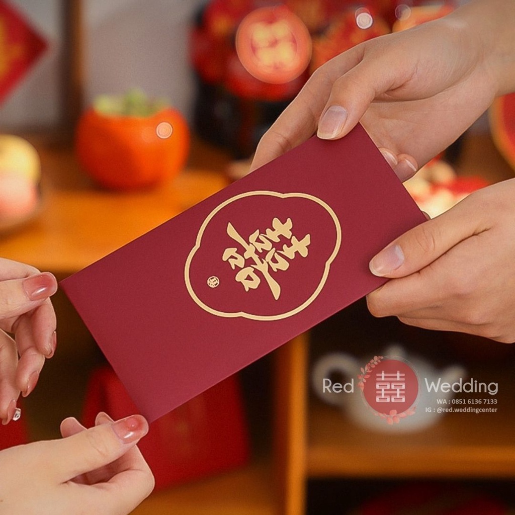 Maroon Angpao Envelope Bag Wedding Logo Xi Aesthetic Premium Simple ...