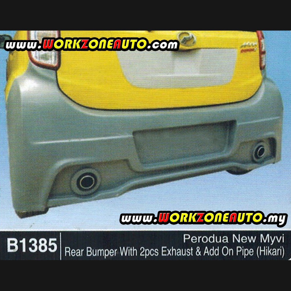 B1385 Perodua New Myvi Fiber Rear Bumper With 2 pcs Exhaust & Add On ...
