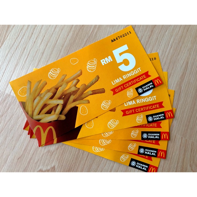 Mc Donalds Gift Certificate Cash Voucher | Shopee Malaysia
