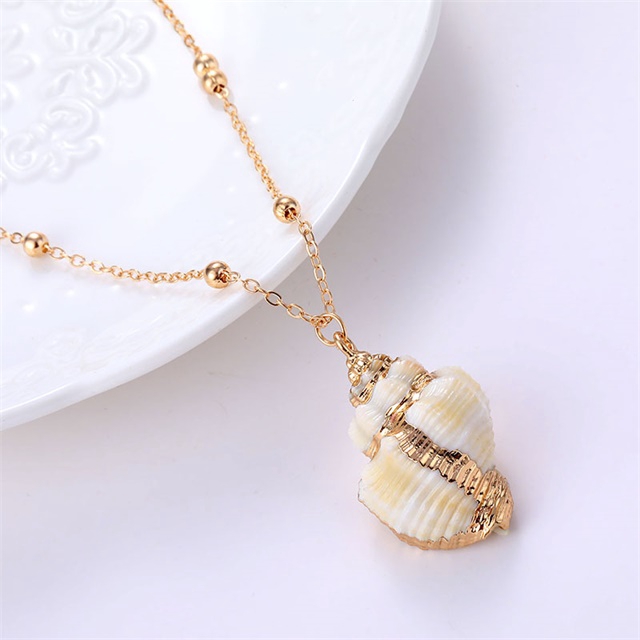Conch Shells Necklace Sea Beach Shell Pendant Necklace For Women Female Shell series Cowrie ...