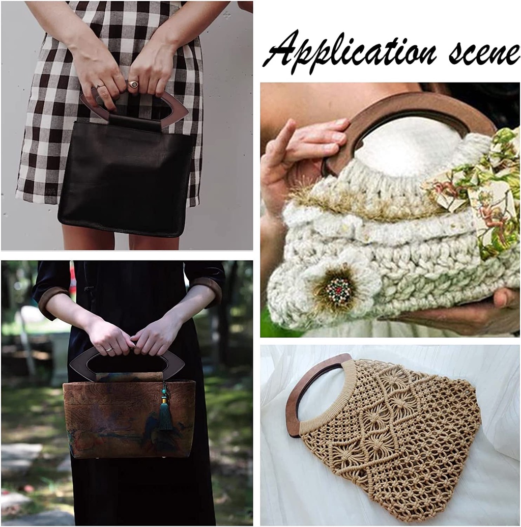 7 Variation DIY Wood Black Bag Handle Round Oval Handle Pemegang Beg ...