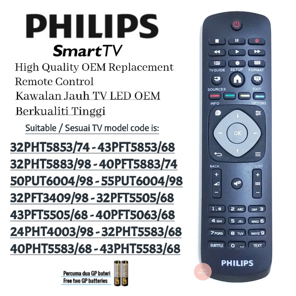 High Quality Philips Flat Panel LED Smart TV Replacement Remote Control | Shopee Malaysia