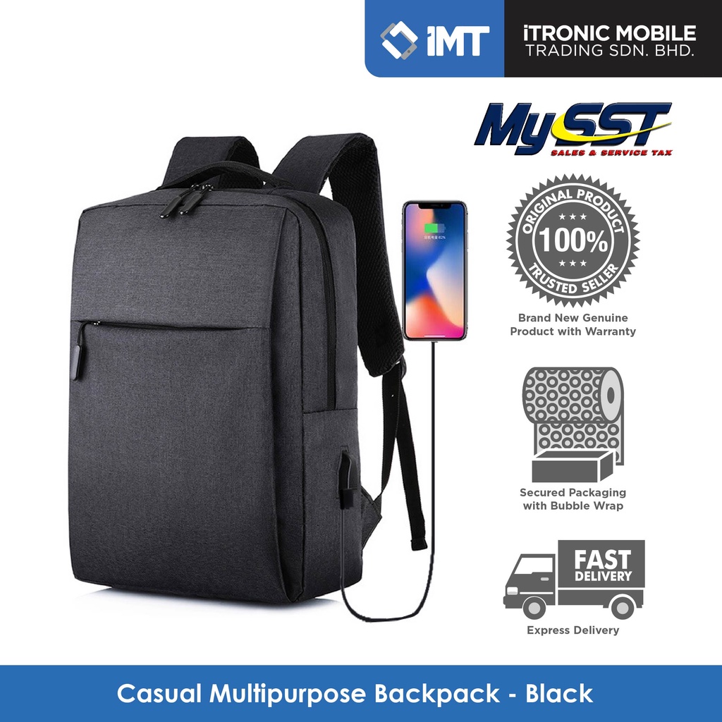 Casual Multipurpose Backpack (Black/Blue) | Shopee Malaysia