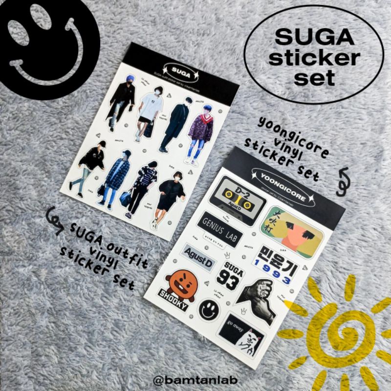 Suga STICKER SET / SUGA OUTFIT STICKER / YOONGICORE STICKER / KISSCUT ...