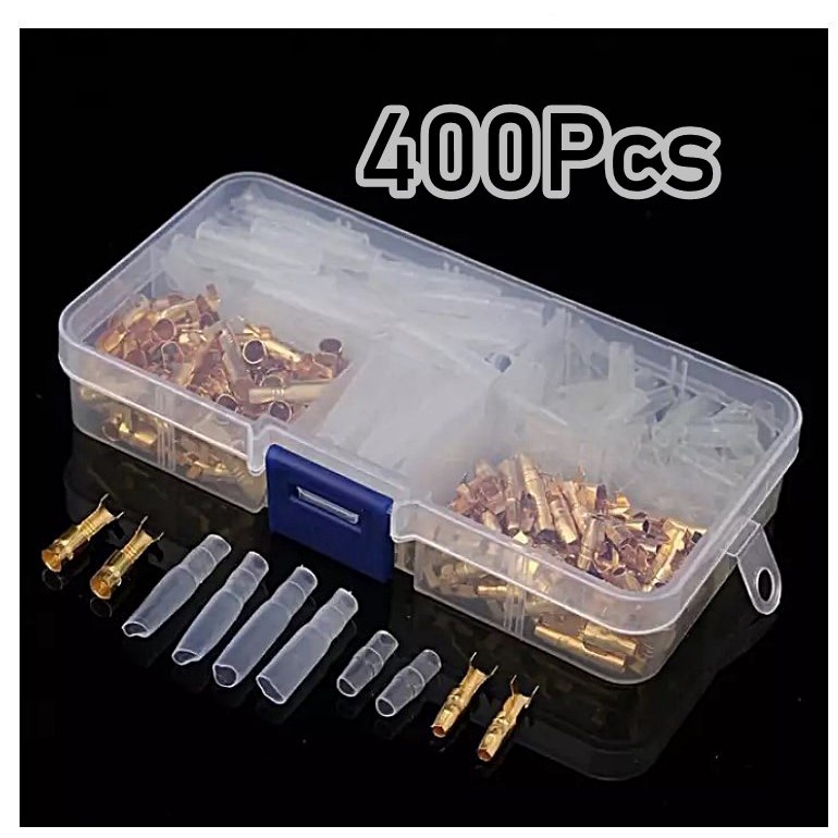 400Pcs 3.9mm Male & Female Bullet Electrical Wire Connector Crimp Cable ...