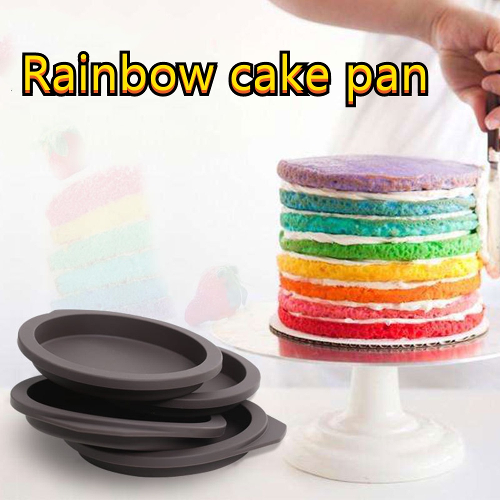 4pcs/set Baking Mold Silicone 4 Inch Rainbow Cake Mould Fruit Cake ...
