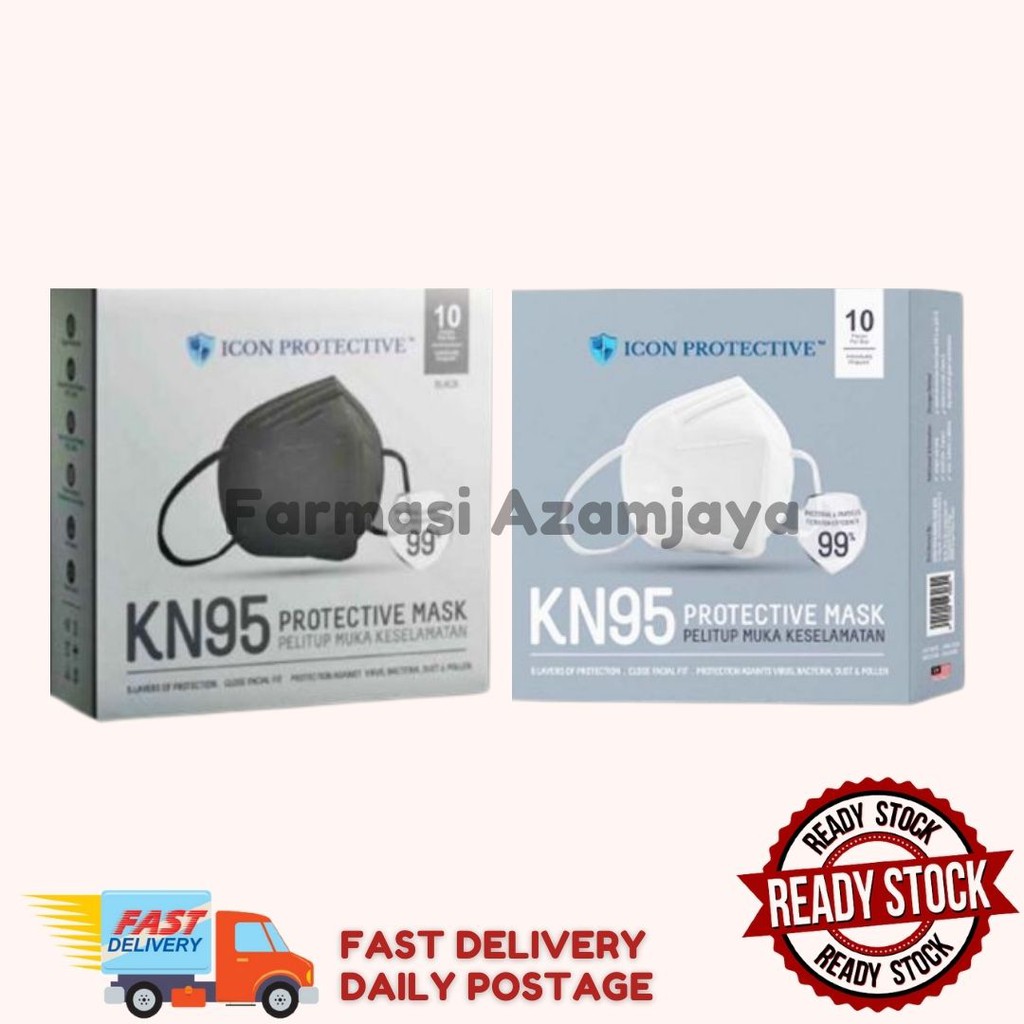ICON KN95 PROTECTIVE FACE MASK EARLOOP 10'S/BOX (BLACK / WHITE ...