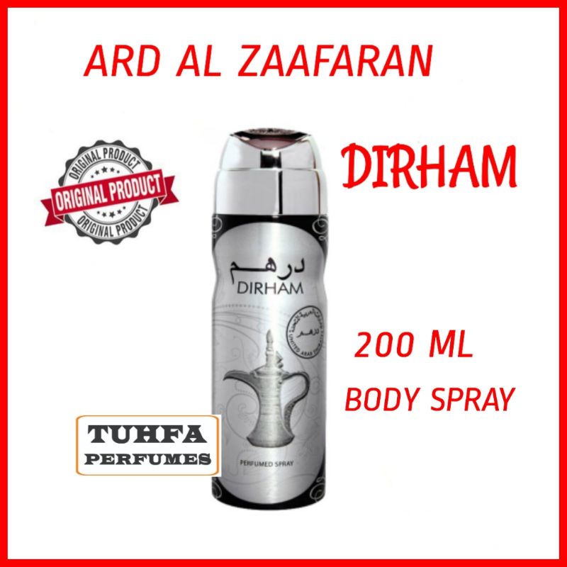 (Dirham silver) Original Ard al zafran deodorant body spray 200ml ...