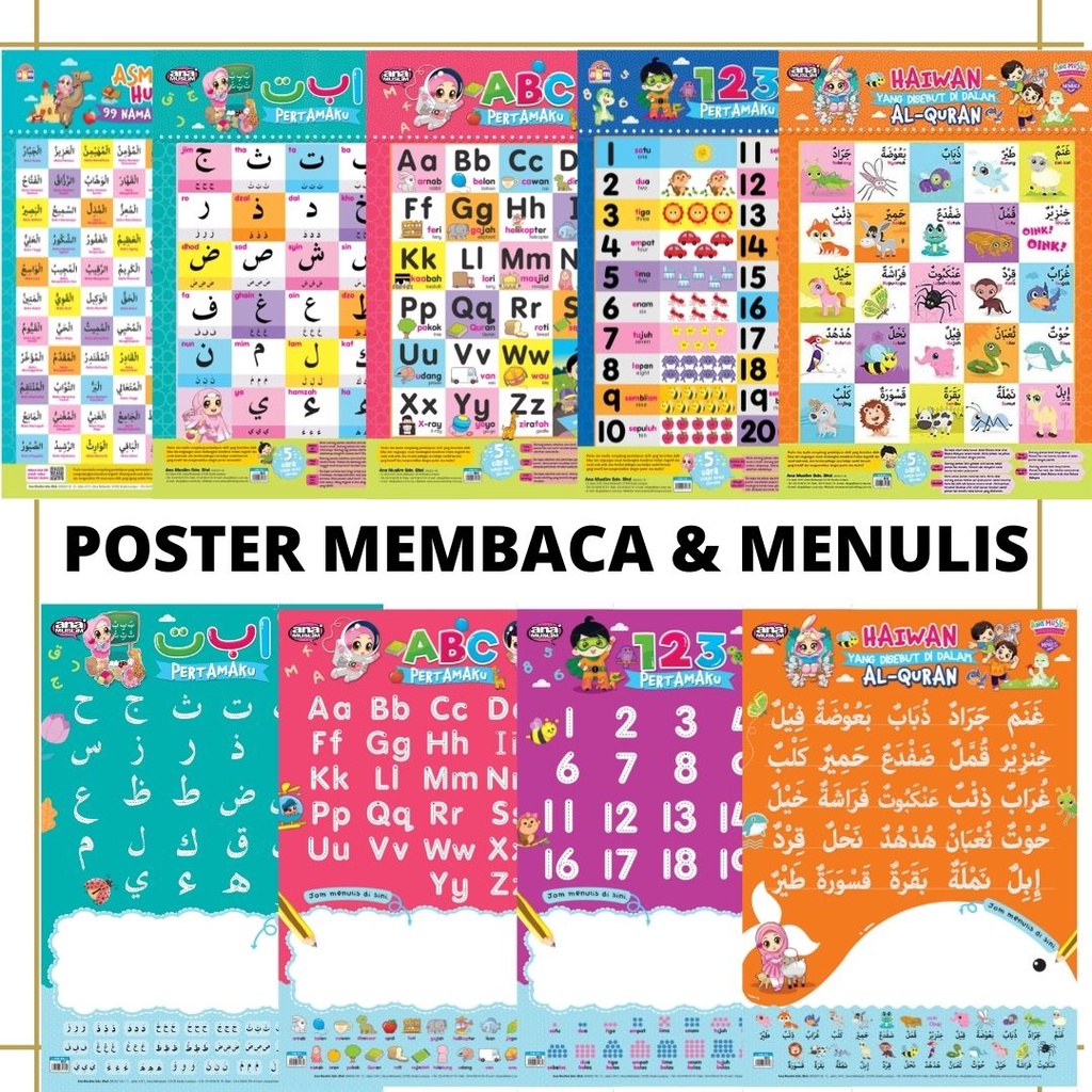 KOLEKSI LENGKAP POSTER PENDIDIKAN ANA MUSLIM MEMBACA & MENULIS ~ ANA ...
