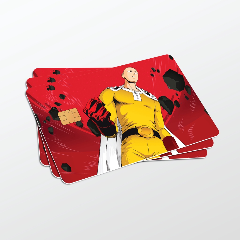 Sticker Anime One Punch Man Saitama Genos Stiker Card Cover ATM Bank ...