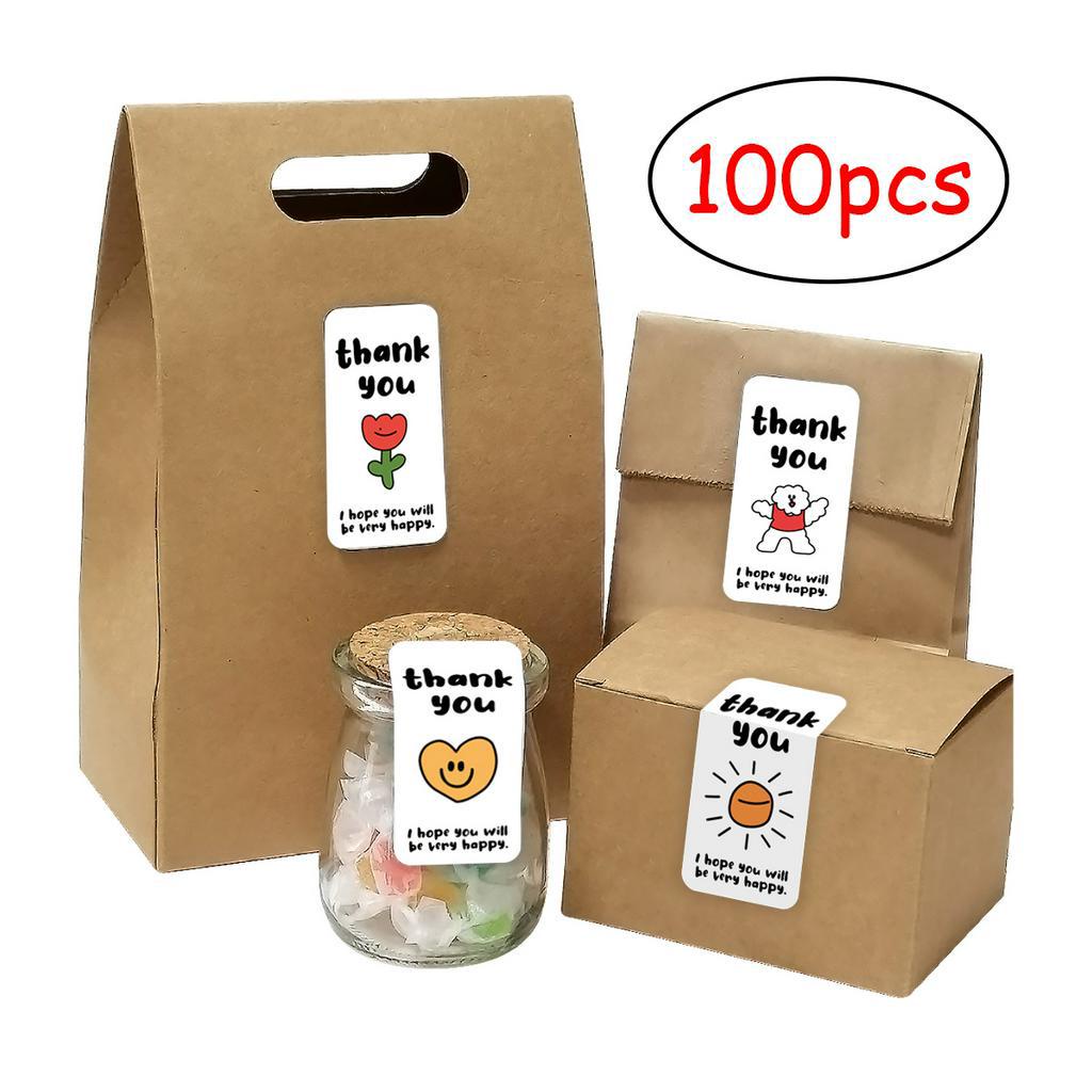 100pcs Cute Cartoon pattern Thank You Stickers Holiday/Birthday/Wedding ...