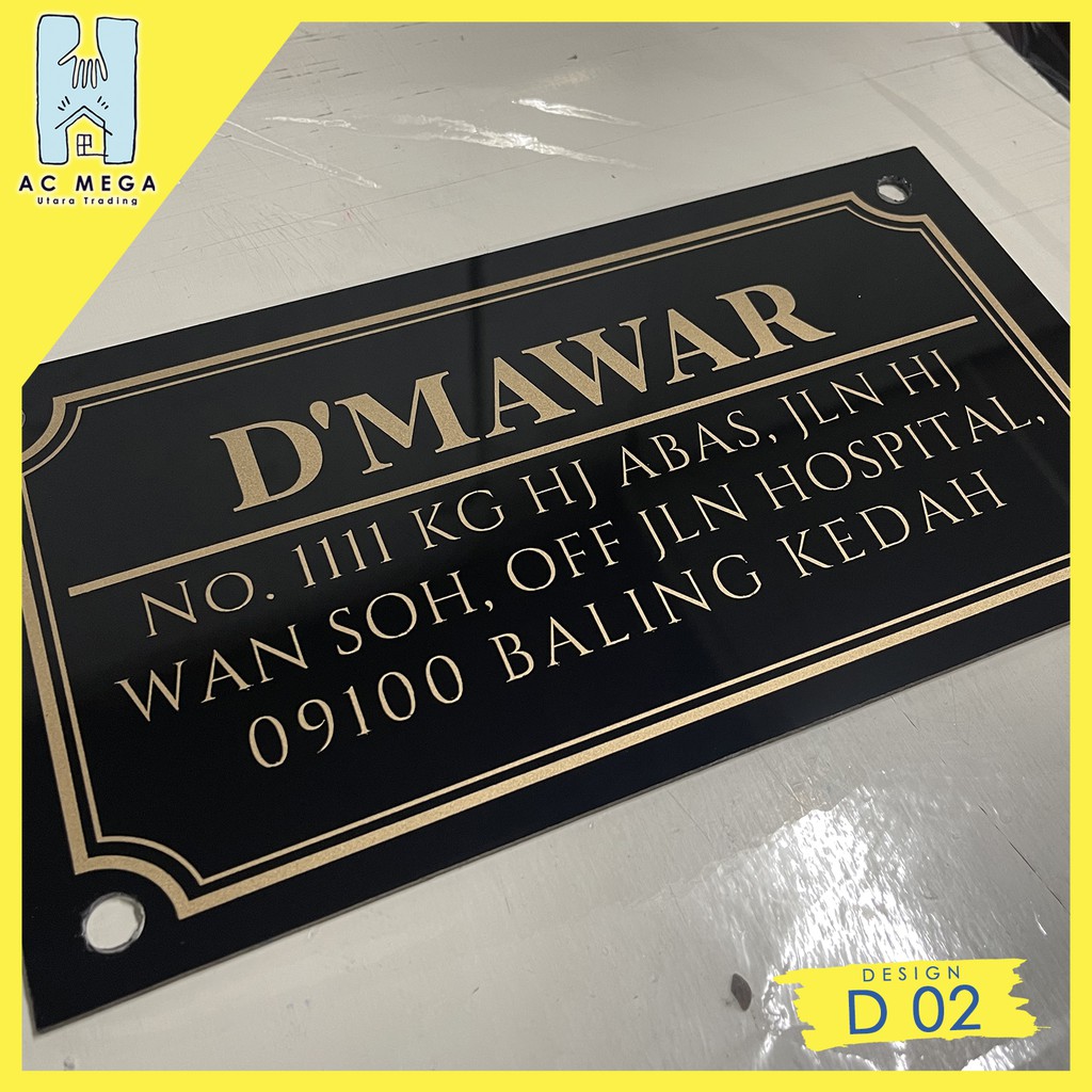 D 02 - house number | nombor rumah | sign plate acrylic | No Rumah ...