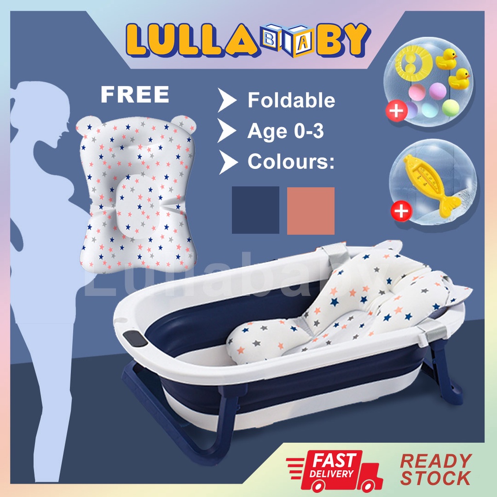 🔥READY STOCK🔥 Newborn Baby Bath Tub Folding Kids Foldable Non-Slip Baby ...