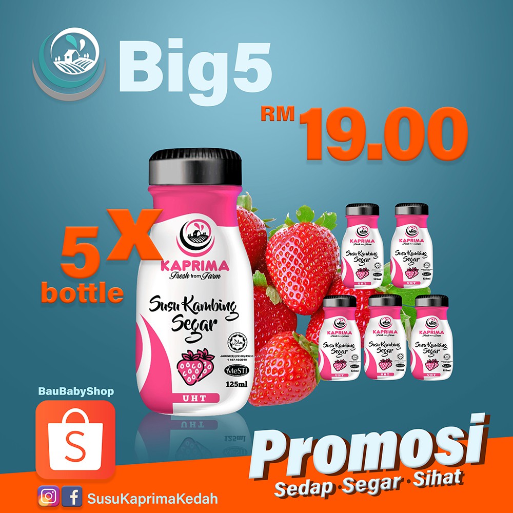 Big5 Uht Fresh Goat Milk Susu Kambing Kaprima Halal Original | Shopee Malaysia
