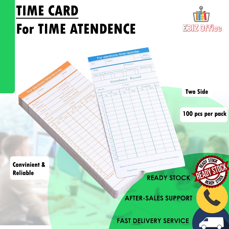 Punch Card Time Card 6 Column 100pcs/Pack | Time Recorder Card 100 ...
