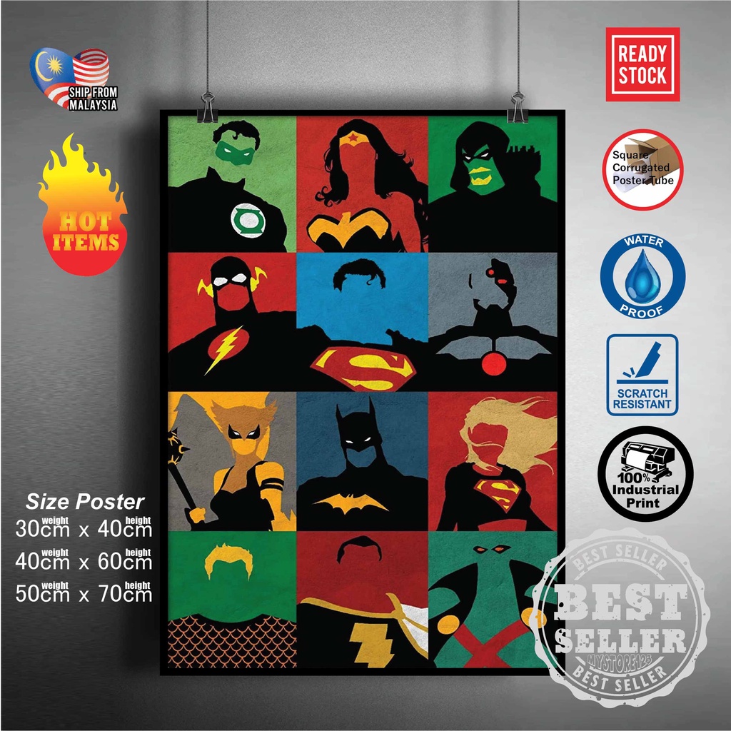 (Ready Stock) MARVEL & DC Superheroes Poster sticker | poster frame ...