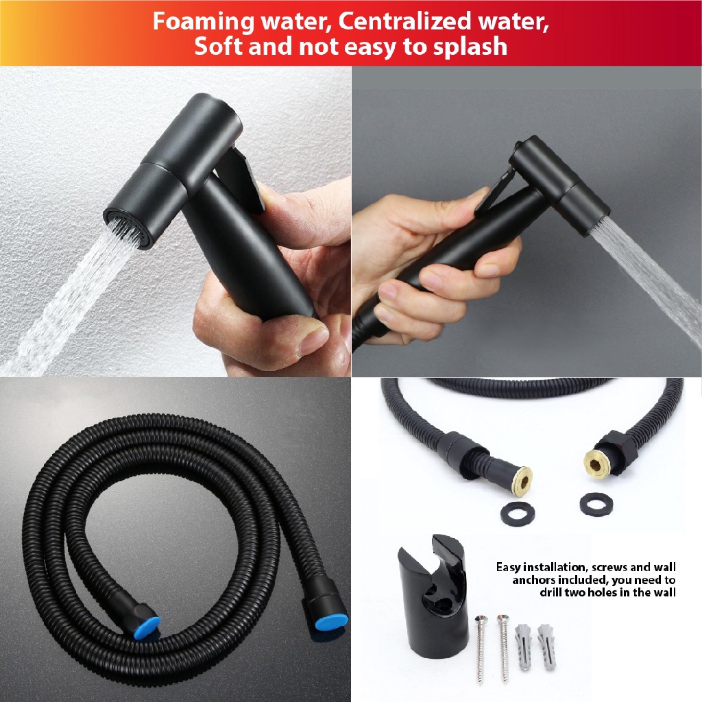 Hand Bidet Spray Flexible Hose Set for Bathroom Toilet Hos Paip Air ...