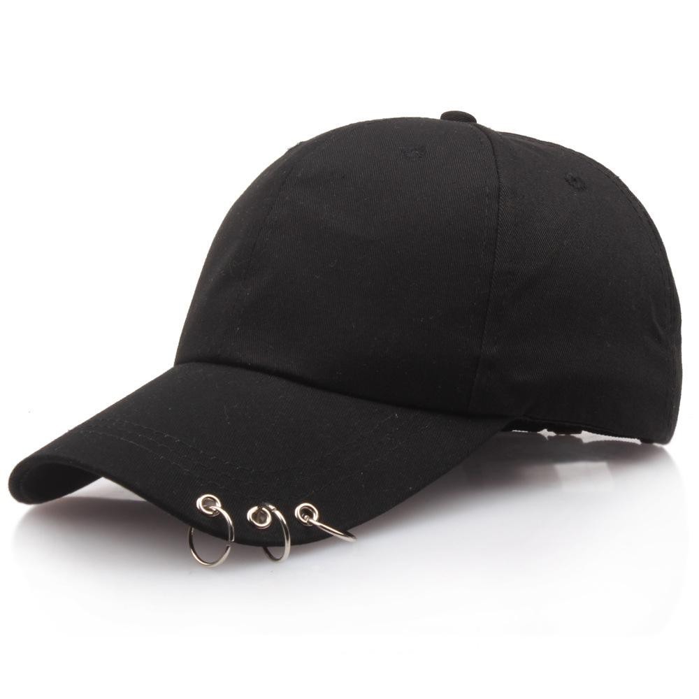 Black Baseball Cap with Rings Hip Hop Women Casual Men Cotton Version ...