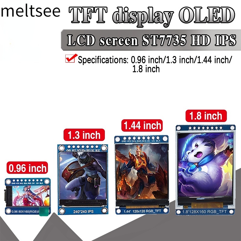TFT Display 0.96 1.3 1.44 1.8 inch IPS 7P SPI HD 65K Full Color LCD ...