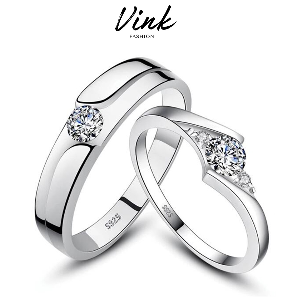 VINK All Diamond Like Crystal 925 Sterling Silver ROM Engagement ...