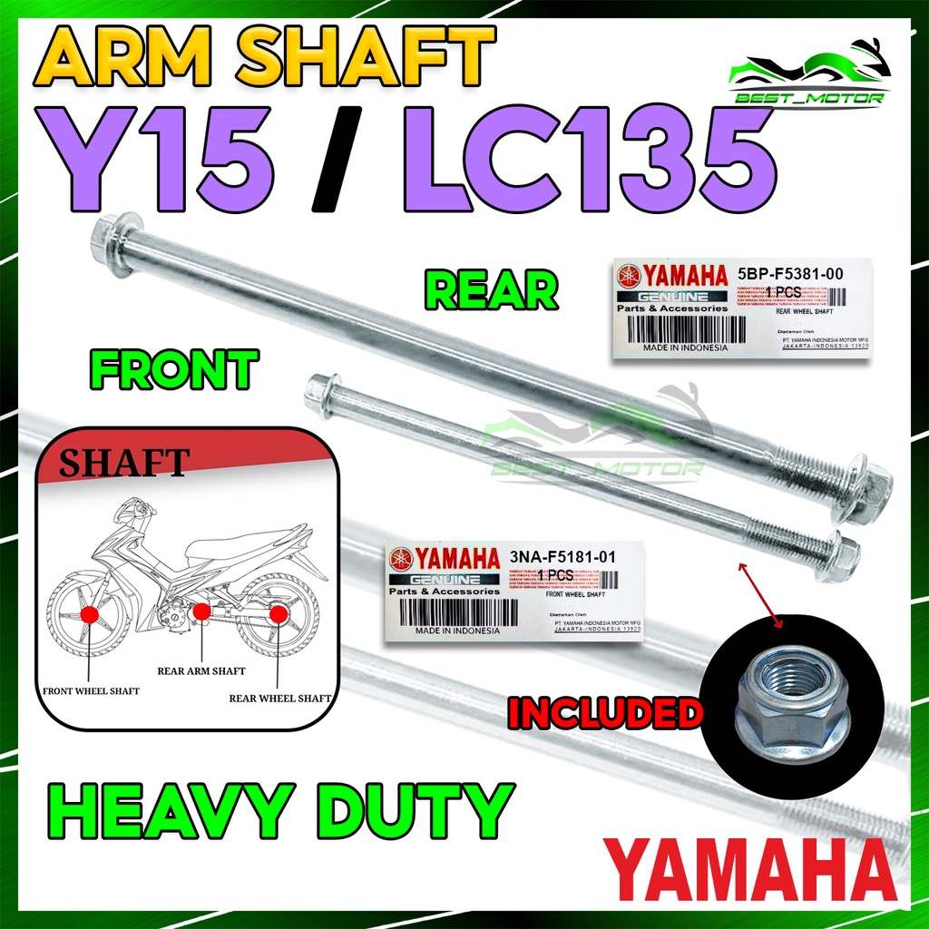 YAMAHA Swing Arm Shaft Y15 V1 V2 LC135 LC 135 Y15ZR ORIGINAL YAMAHA FRONT & REAR | Shopee Malaysia