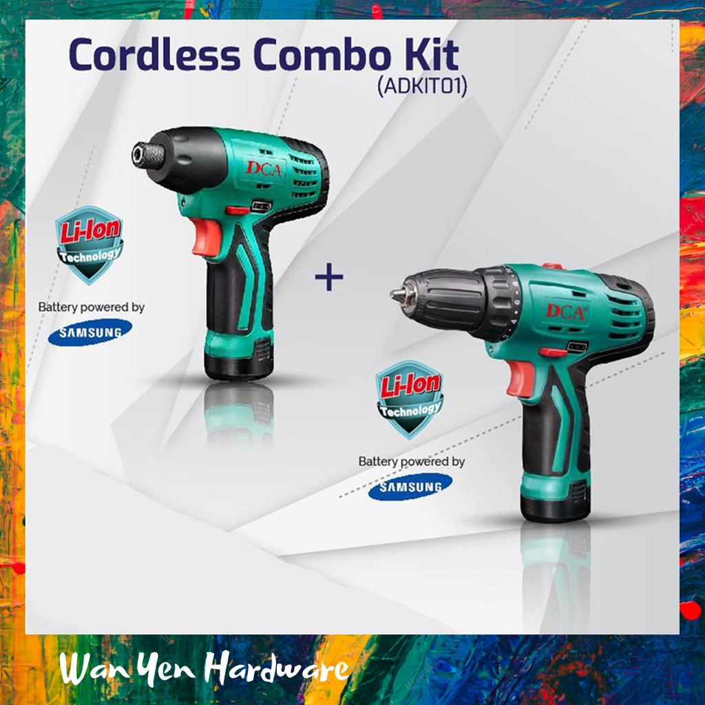 DCA Combo Set ADKIT01 12V Cordless Drill + 12V Impact Driver Litium-Ion ...