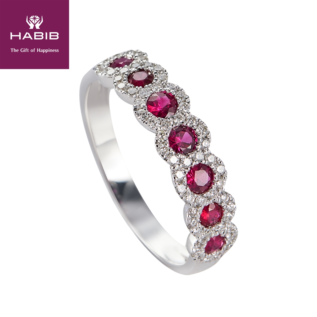 HABIB Red Ruby Gemstone and Diamond Ring in 375/9K White Gold 259120920 ...