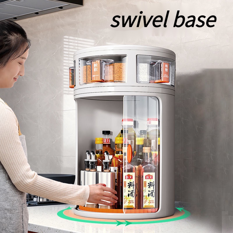 【Ready Stock】Kitchen Spice Rack Household Multi-Functional Dustproof ...