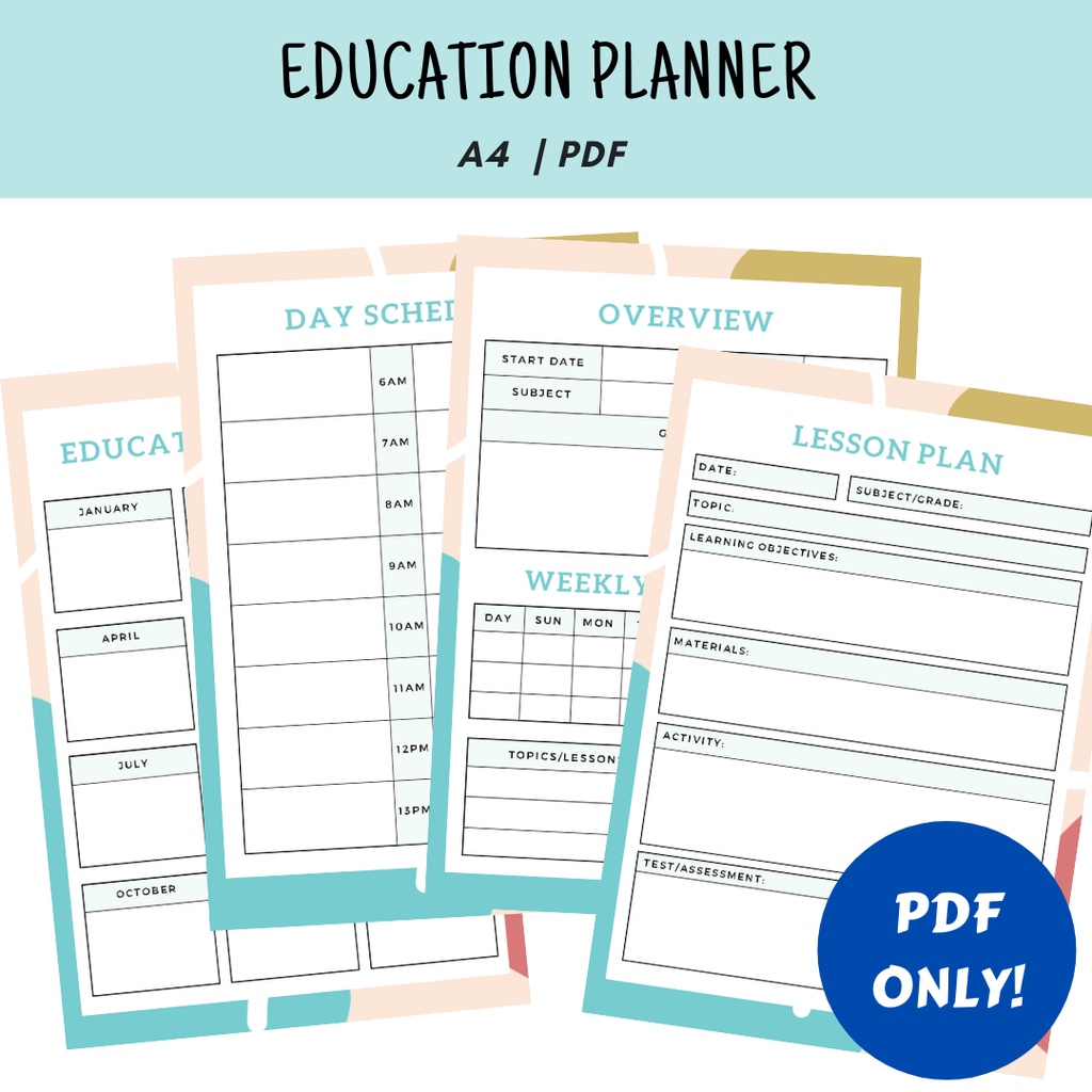 [PDF] Education Planner Printable Journal, Lesson Plan, Weekly Daily ...